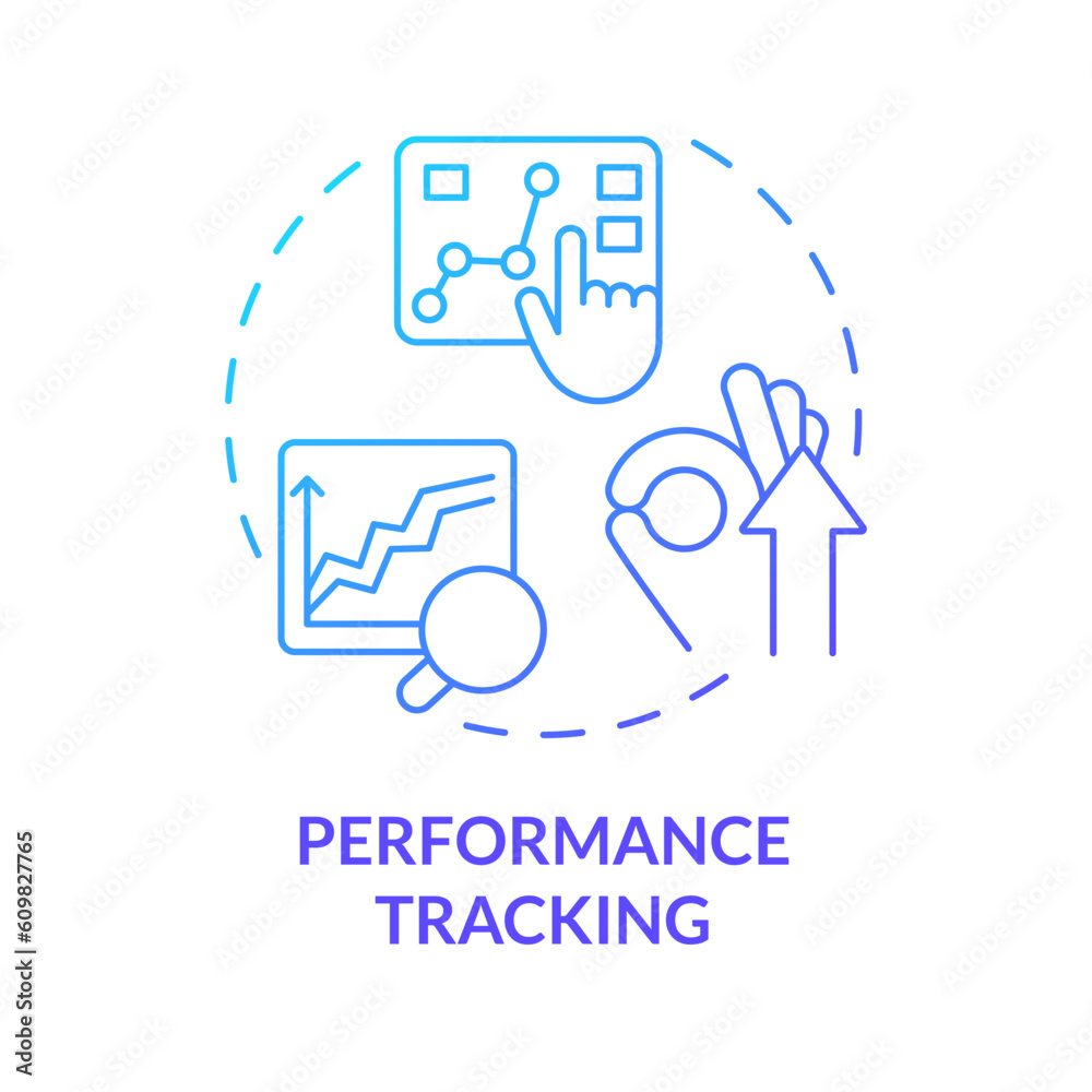 Performance tracking blue gradient concept icon. Measure success ...