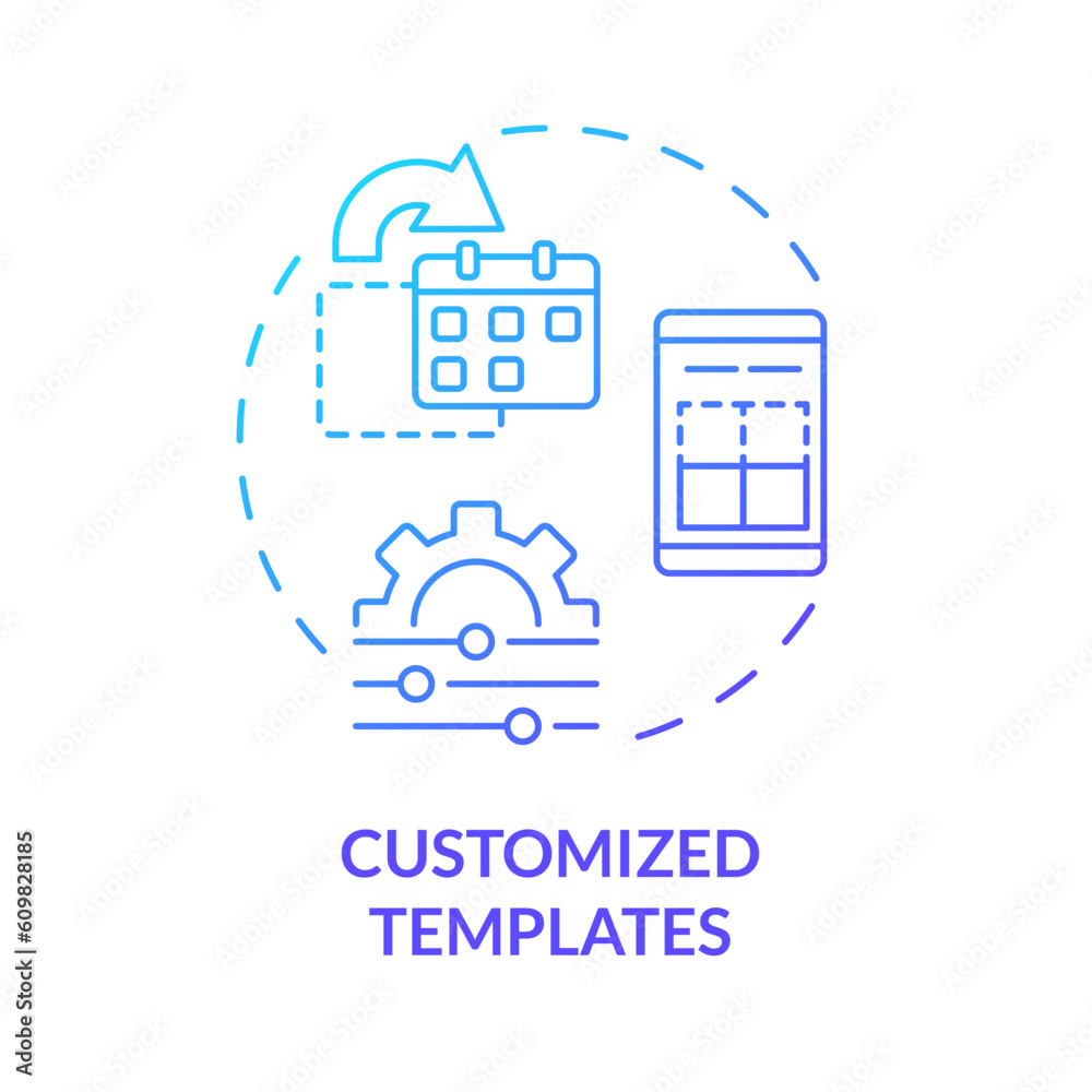 Customized templates blue gradient concept icon. Optimization process ...