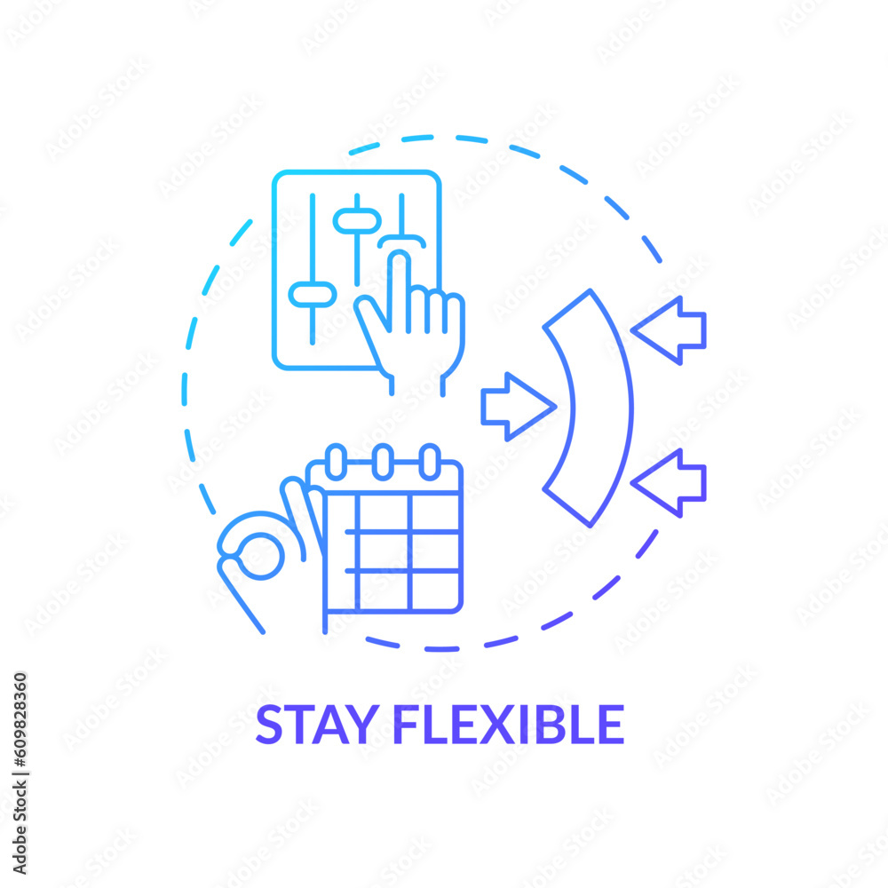 Stay flexible blue gradient concept icon. Customer centric. New ...
