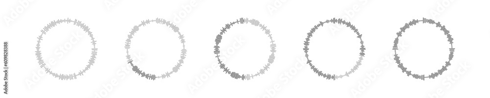 Round audio loading progress bar icons. Voice messages, sound files ...