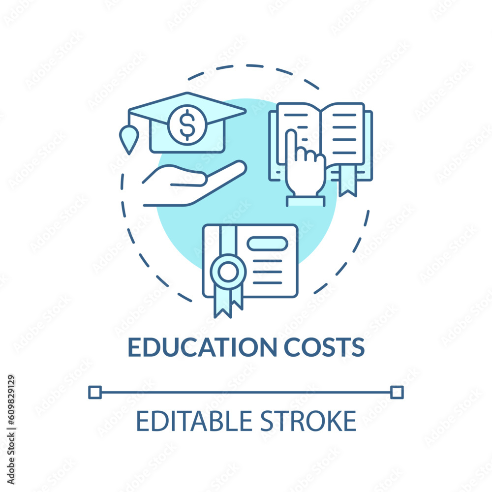 Education costs turquoise concept icon. Student loan. Financial aid ...