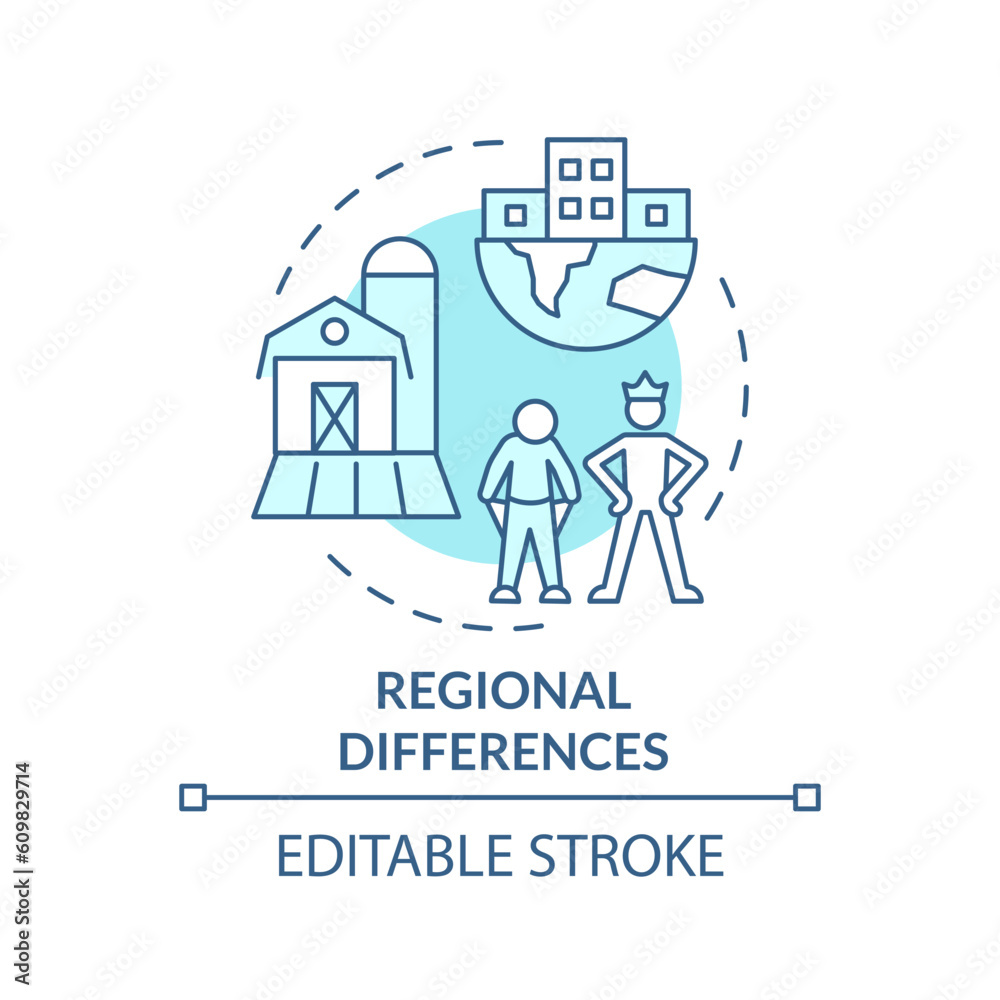 Regional differences turquoise concept icon. Developing country. Income ...