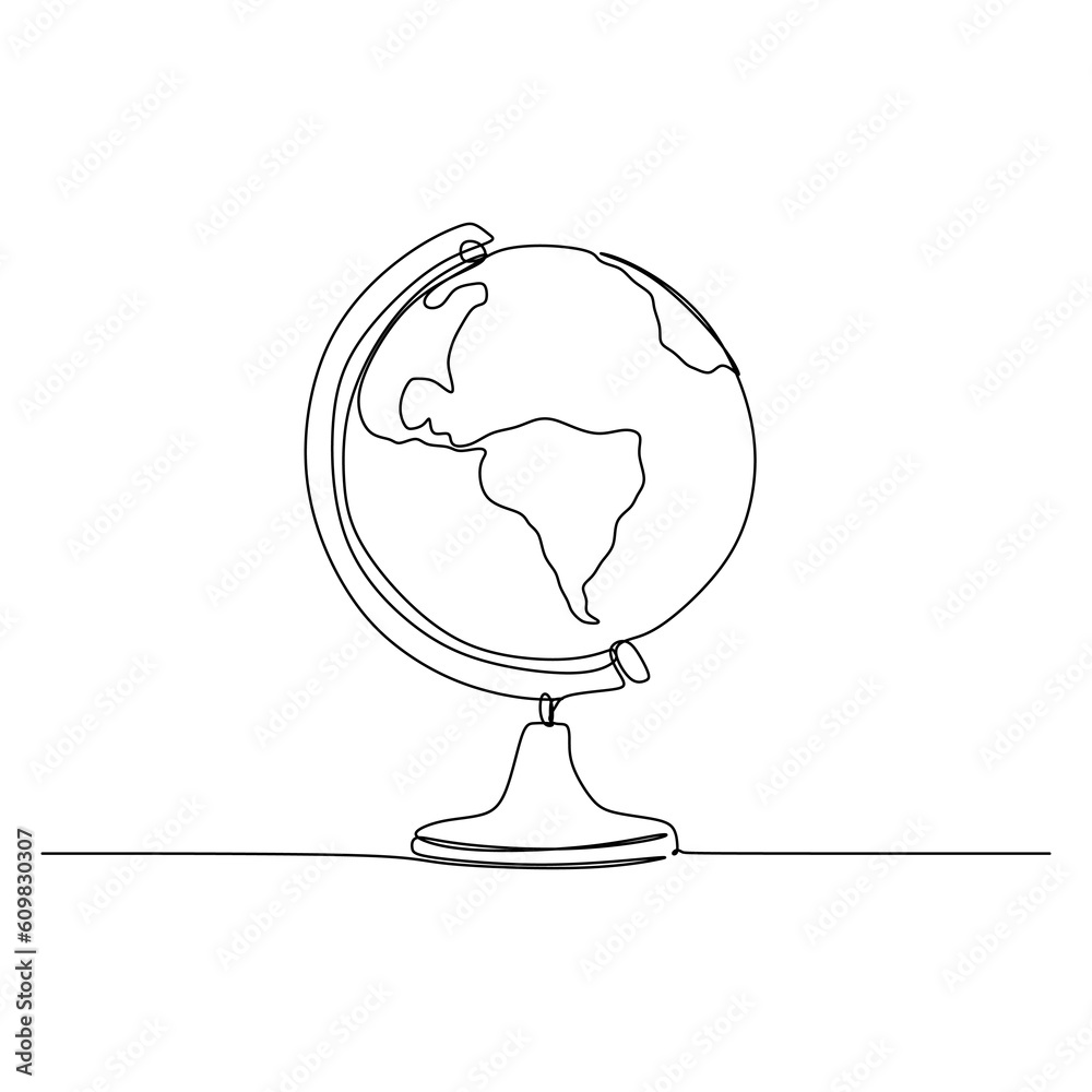 one line drawing continuous design of globe isolated on white ...