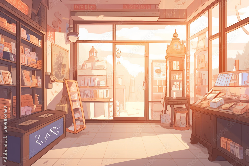 anime style japanese shop background Stock Illustration | Adobe Stock