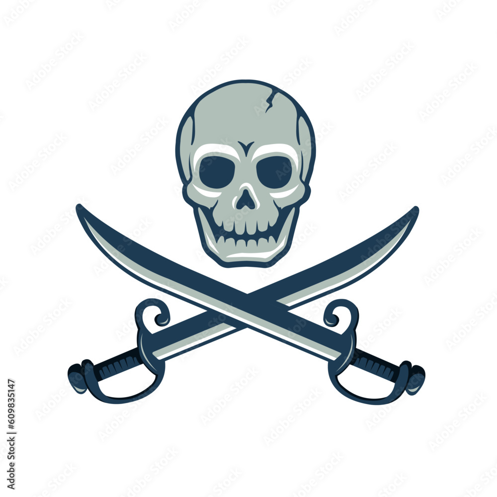 Skull Amd Crossed Swords Vector Illustration Stock Vector Adobe Stock