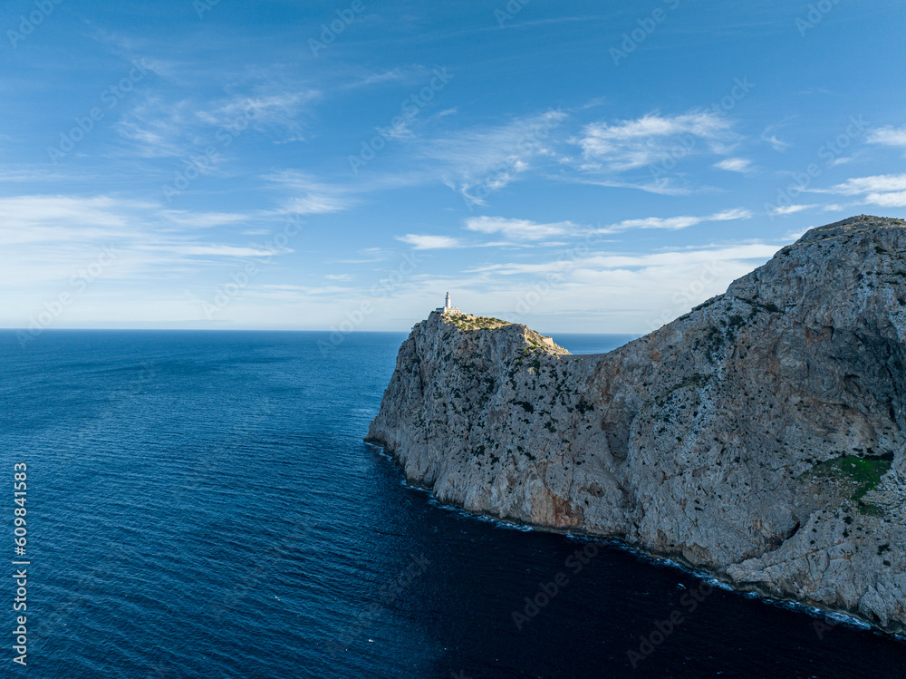 Cabo Formentor cliff amidst sea with sky in background Stock Photo ...