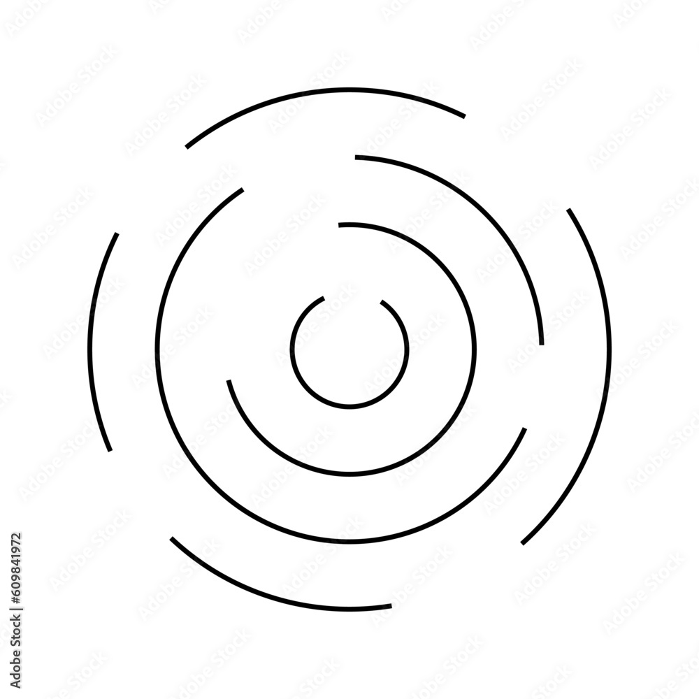 Circular ripple icon. Concentric circles with broken lines. Vortex ...