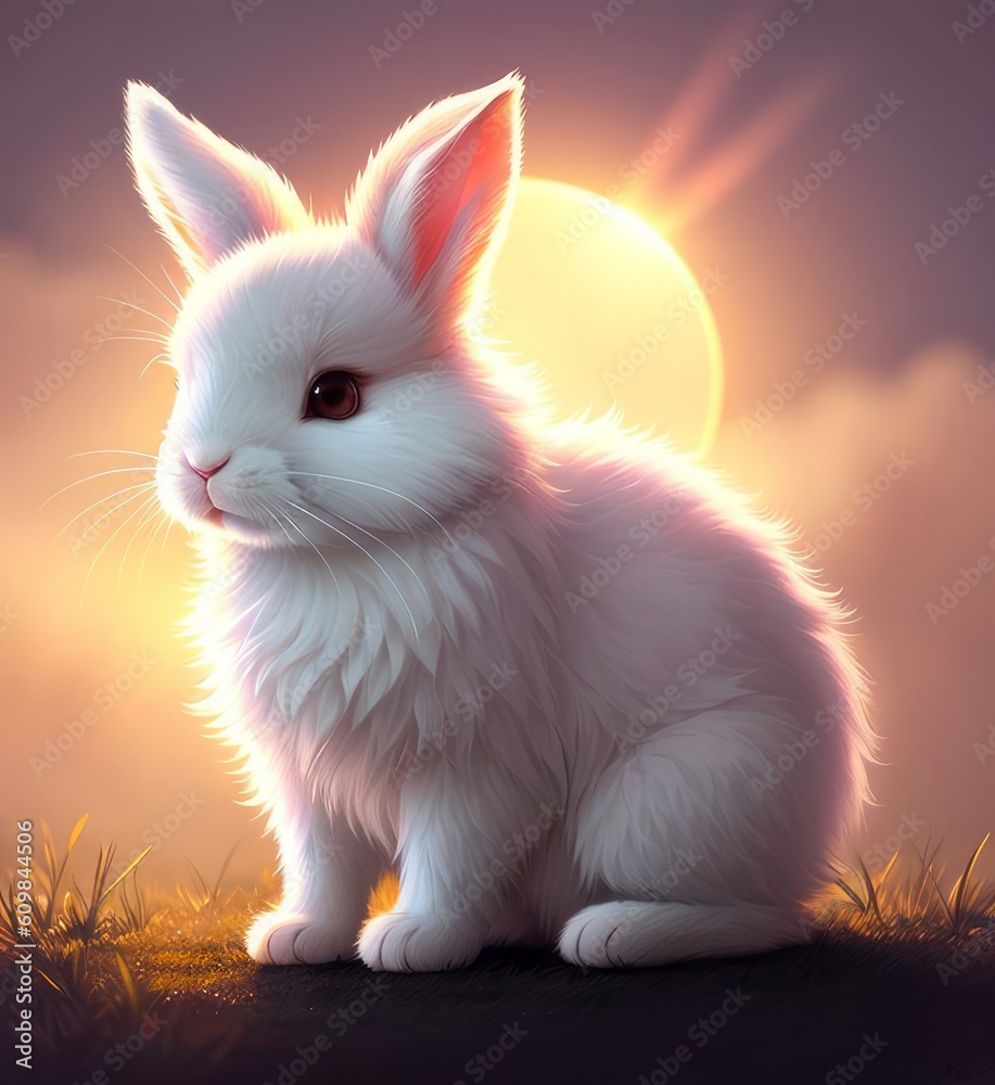 Cute bunny, white rabbit, exquisite lighting, Generative AI Art ...