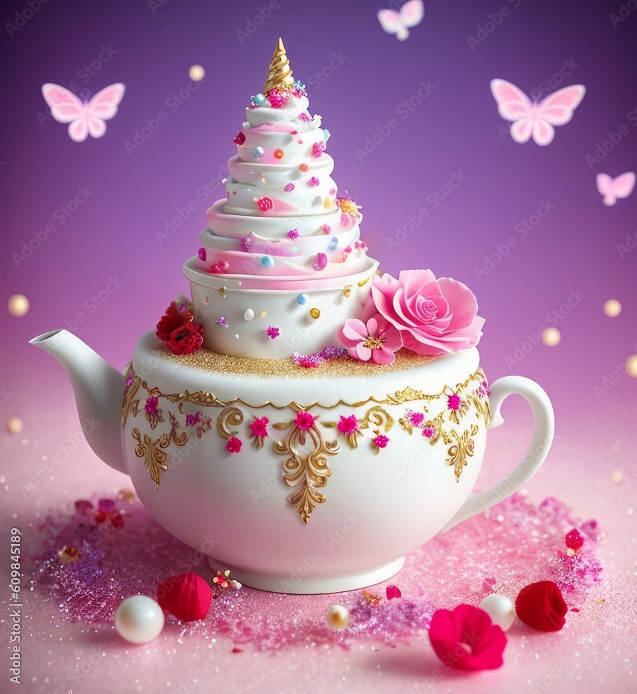 Amazing fairy tale tea pot, mix of raspberry , cranberry , creamy ice ...