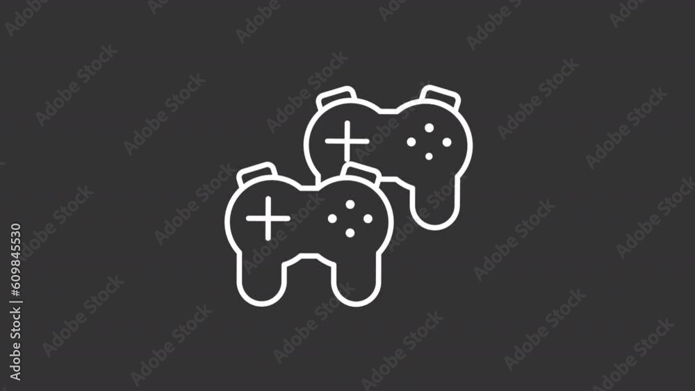 Play together white icon animation. Animated line two game controllers ...
