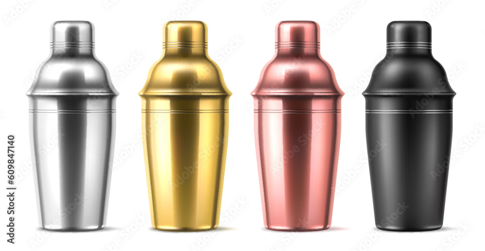 Realistic bar shaker. Different colors metal element, isolated ...