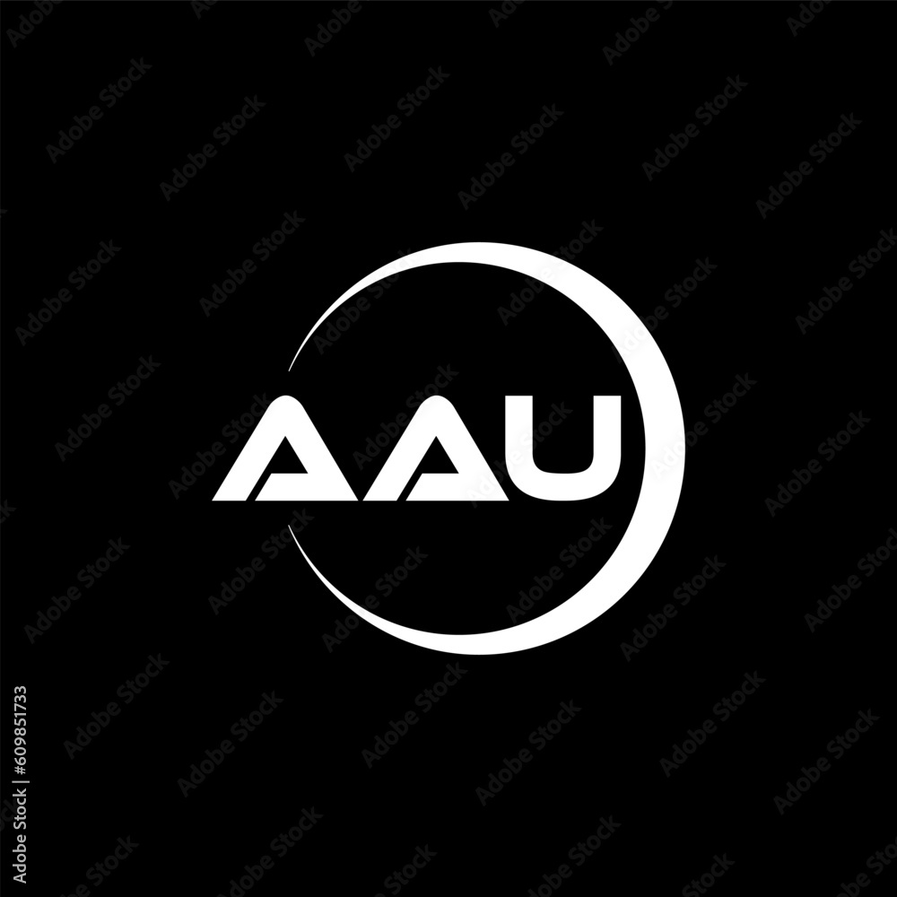 AAU letter logo design with black background in illustrator, cube logo ...