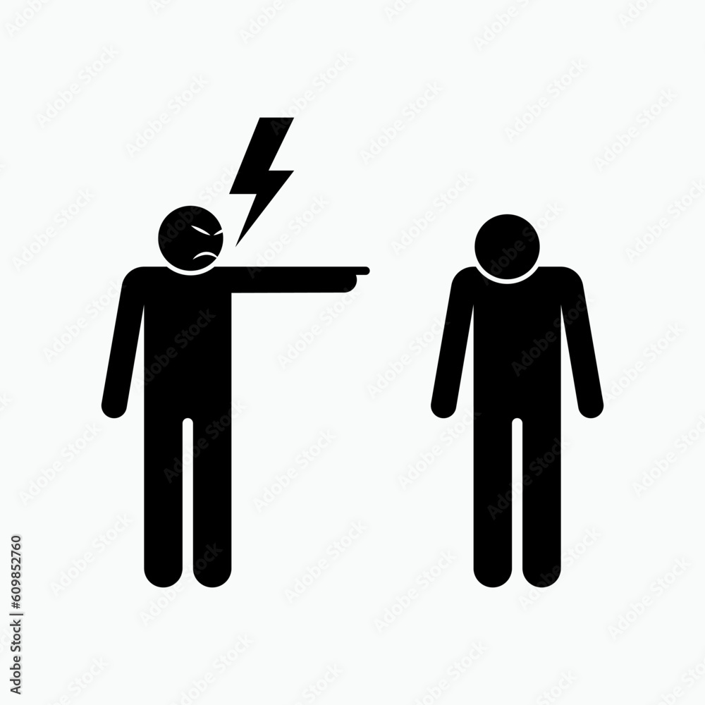 Bully Icon. Grumpy or Angry, Bad Character Symbol - Vector. Stock ...