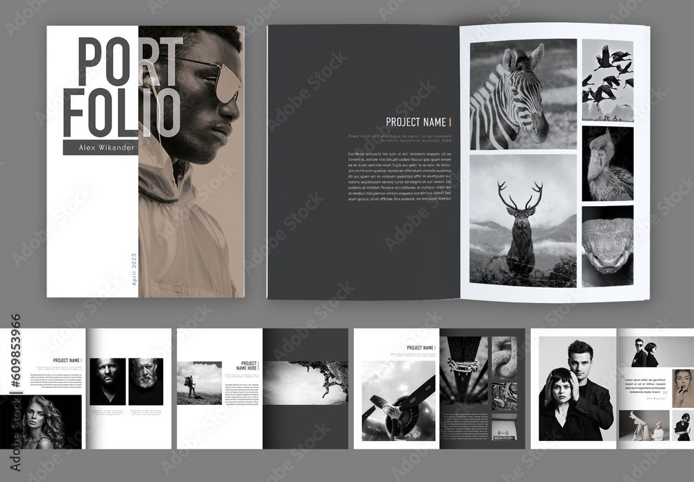 Bicolor Minimal Portfolio Template Stock Template | Adobe Stock