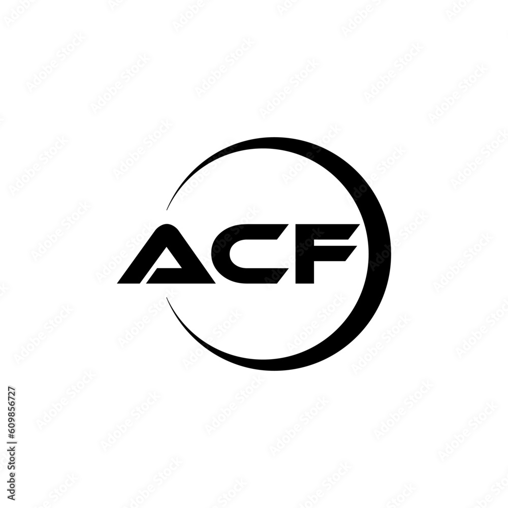 ACF letter logo design with white background in illustrator, cube logo ...