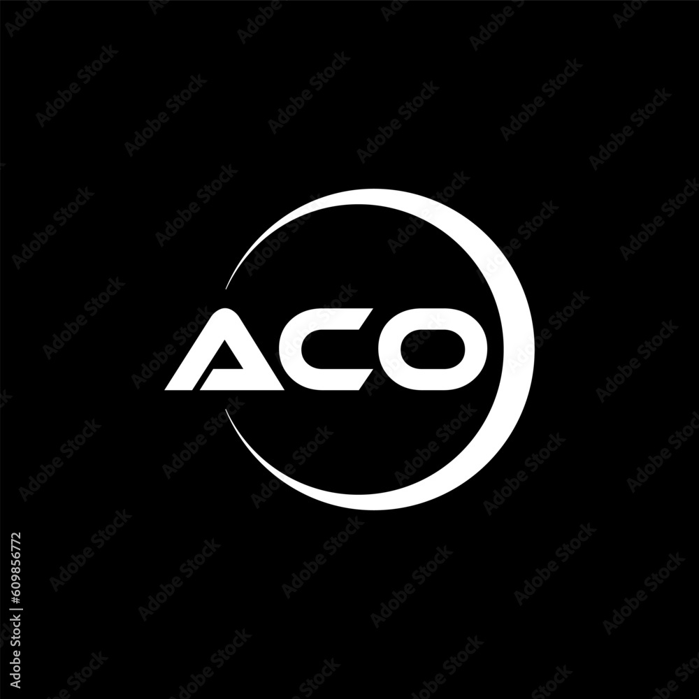 ACO letter logo design with black background in illustrator, cube logo ...
