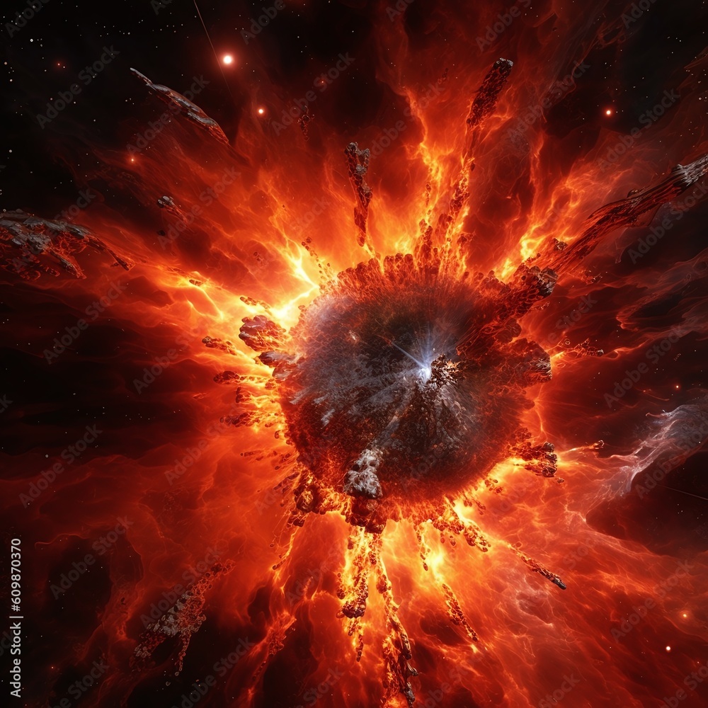 A massive red giant star explodes in space, Generative AI Stock ...