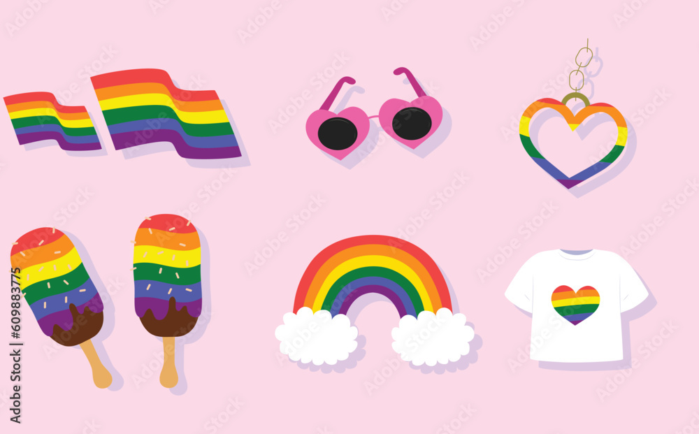 Set of LGBT Pride elements. Human rights and tolerance. LGBT sticker ...