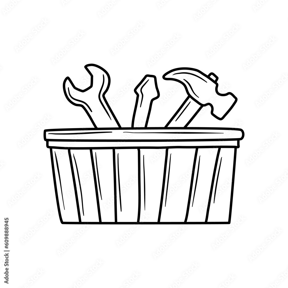 Toolbox hand drawn tool icon. Linear vector illustration from hand ...