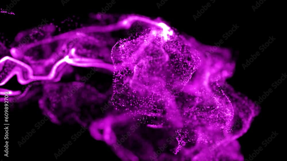 magic particles fluid splash slow motion background with glow digital ...