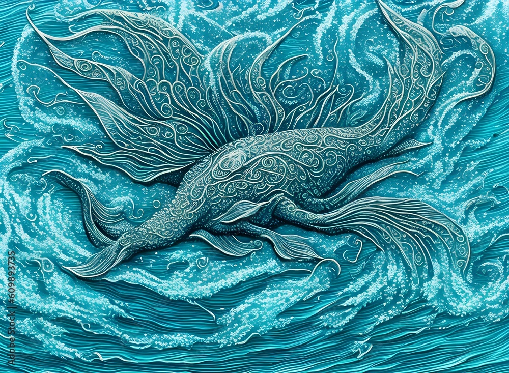 Mystic water creature, Generative AI Illustration Stock Illustration ...