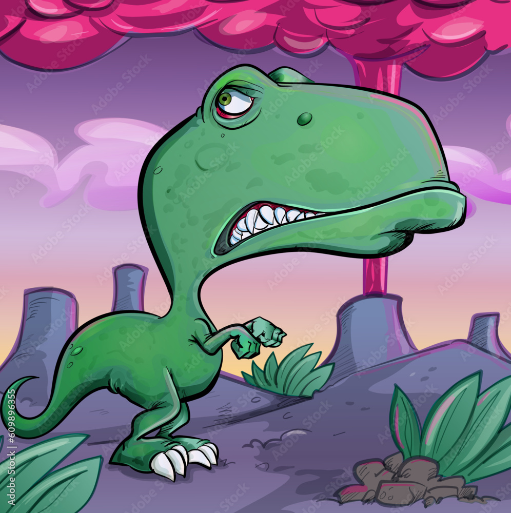 Photo & Art Print Tyrannosaurus Rex cartoon illustration with an ...