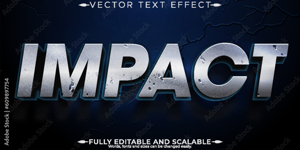 Impact text effect, editable metallic and shiny text style Stock Vector ...