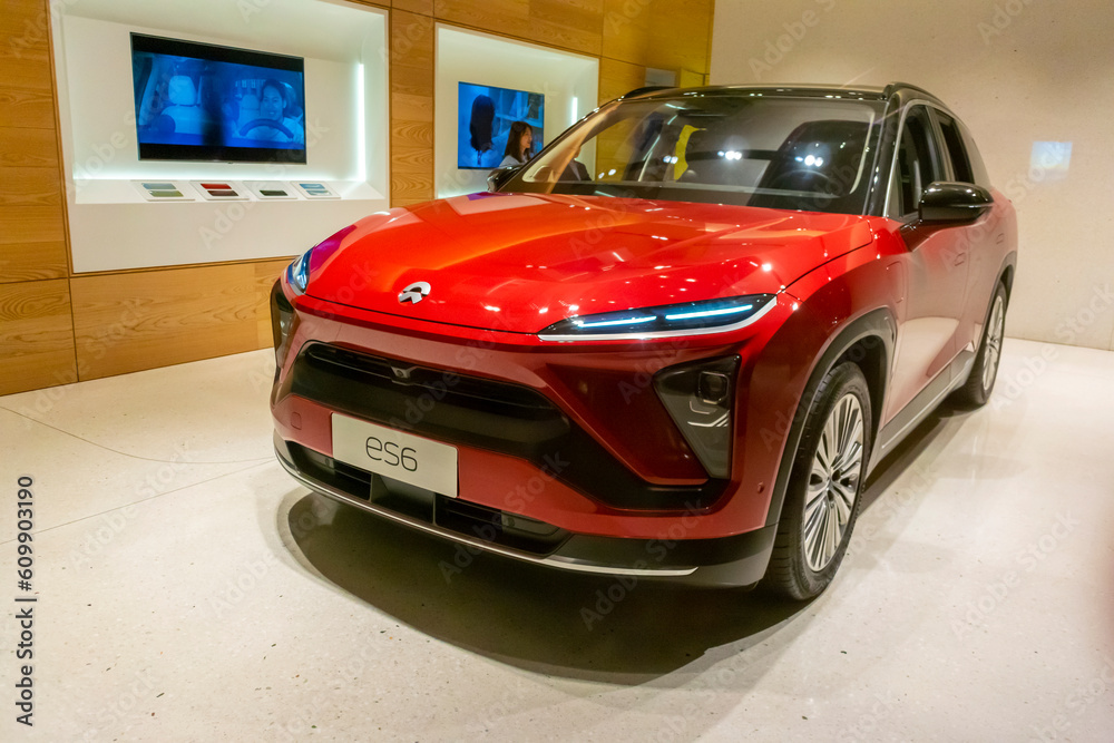 Shanghai, China, Electric, Self Drive Chinese Car (ES8) Company Showroom in Luxury Shopping E.V ...