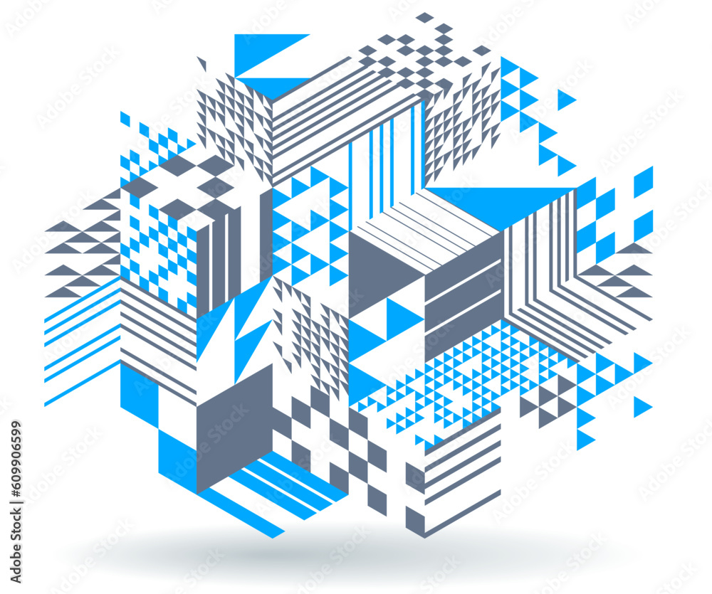 Blue vector abstract geometric background with cubes and different ...