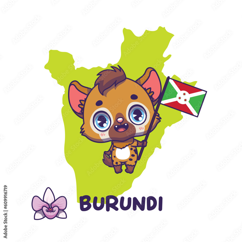 National animal spotted hyena holding the flag of Burundi. National ...