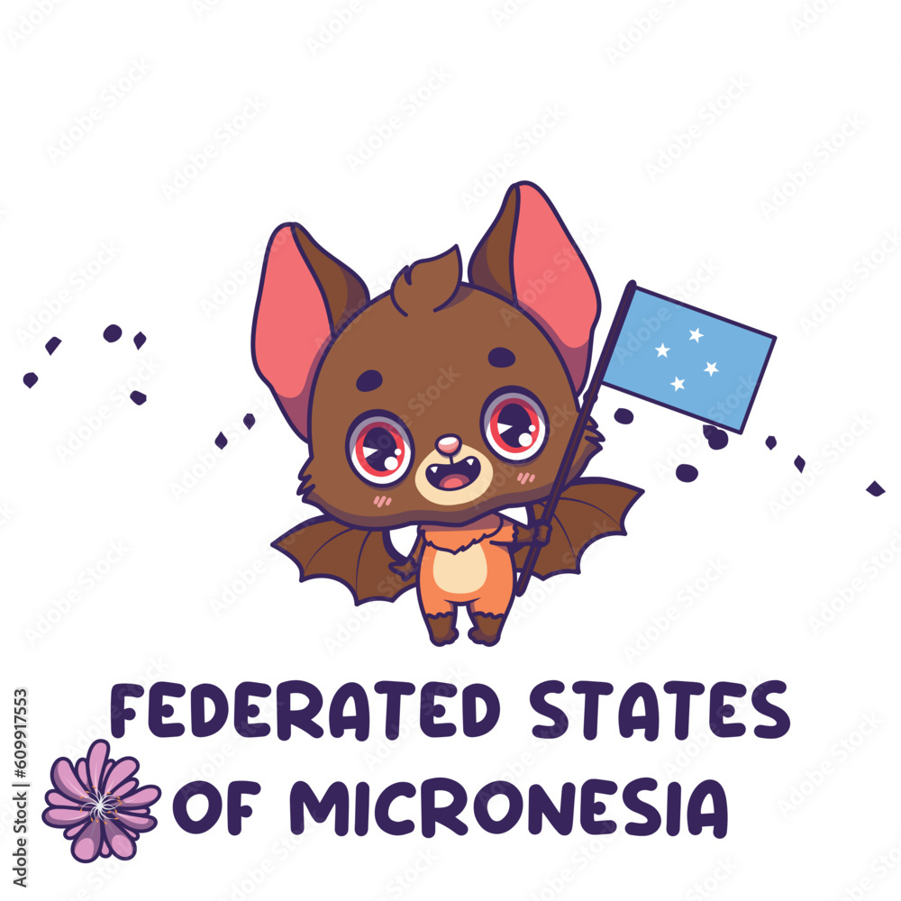 National animal chuuk flying fox holding the flag of Federated States ...