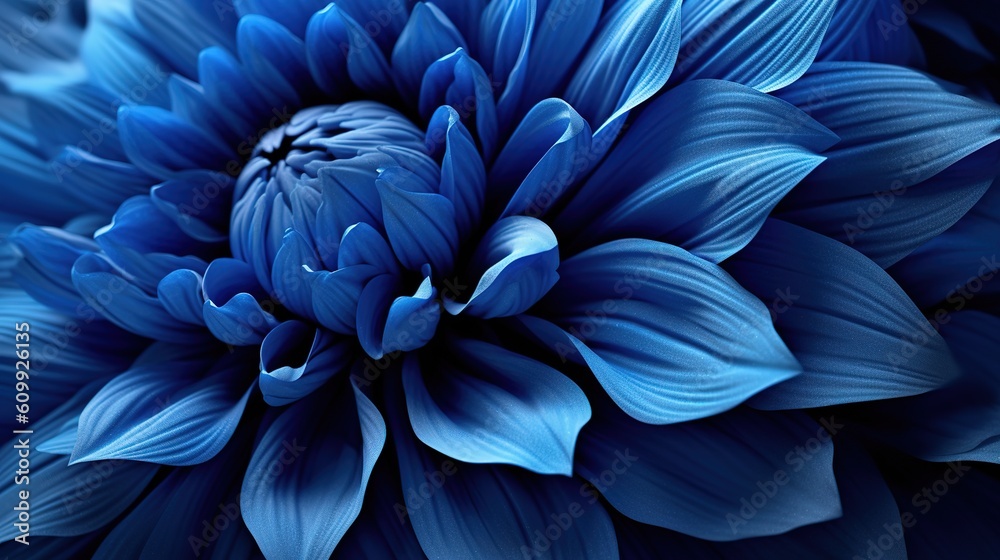 flowers in classic pantone blue. Beautiful exotic flower in the dark ...