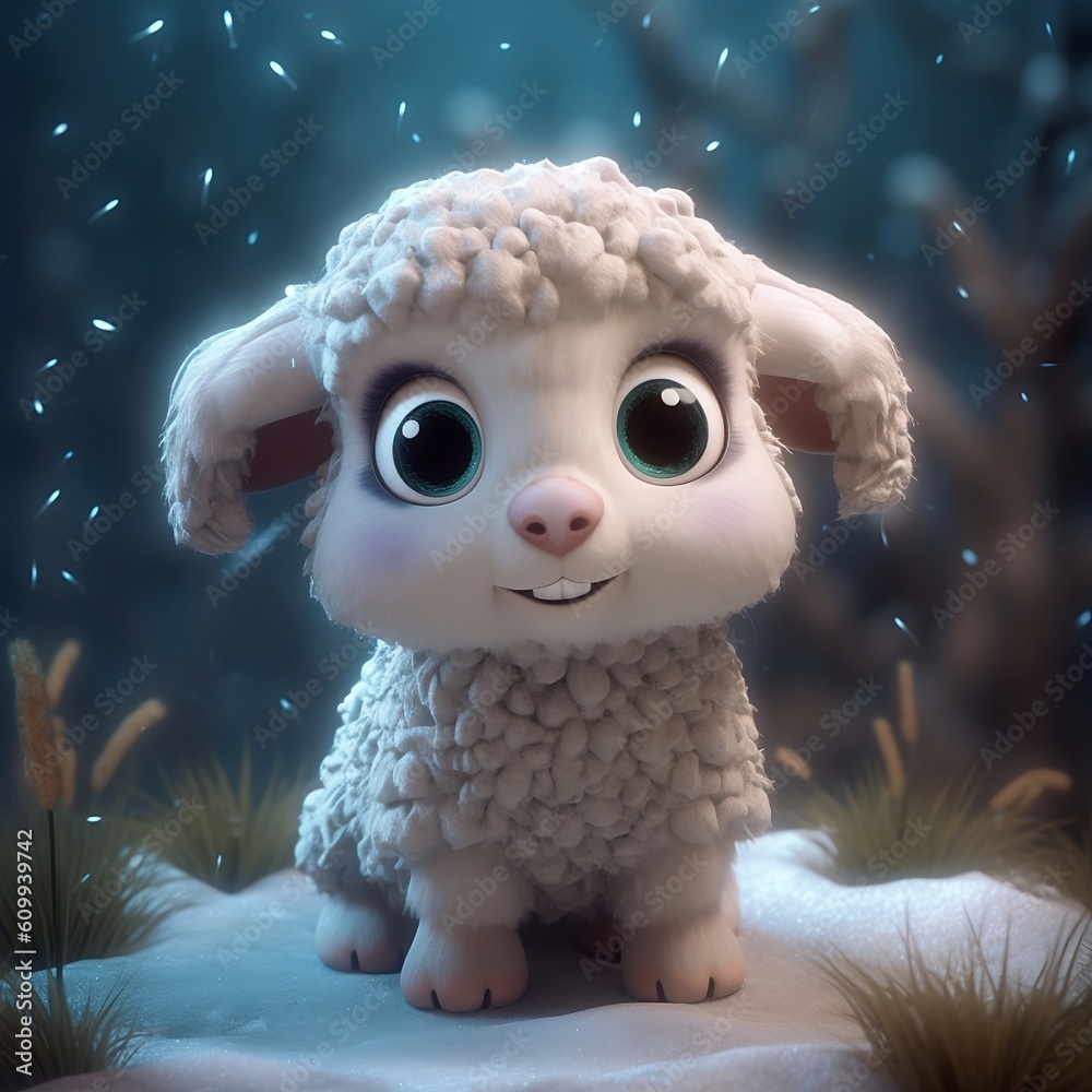Cute 3D animals Cartoon colorful. Cute Lamb Cartoon animation fantasy ...