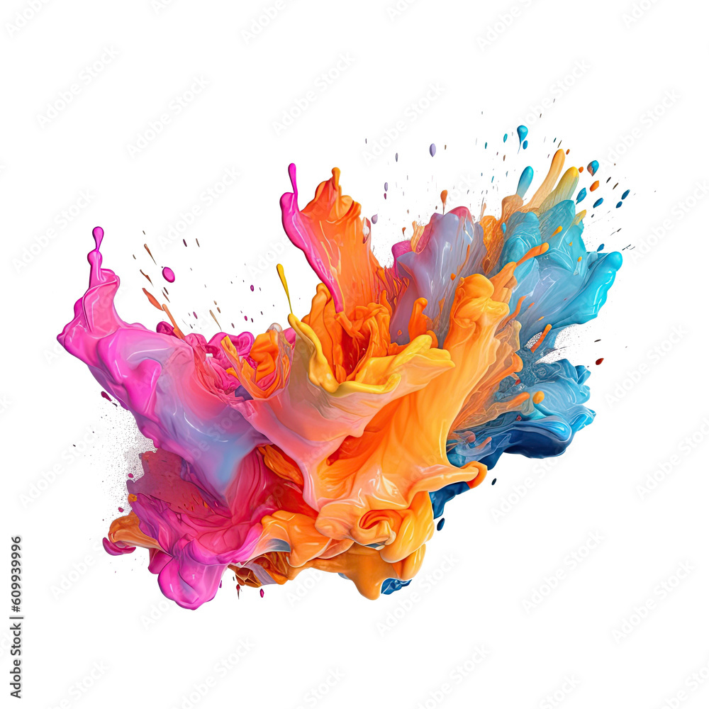 Abstract colorful paint splash on transparent background. Generative AI ...