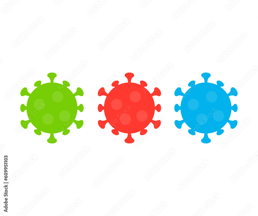 Virus Icon Set. Simple virus. Set of virus and cancer cell in ...