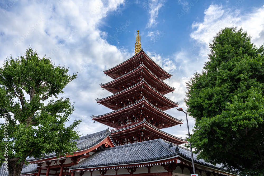 Tokyo, Japan - May 8, 2023 : Landscape of Sensoji Temple and cloudy sky ...