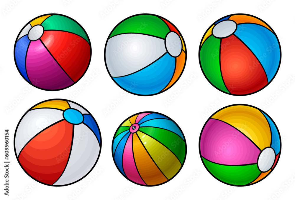 Cartoon set of cute doodle kids balls. Stock Vector | Adobe Stock