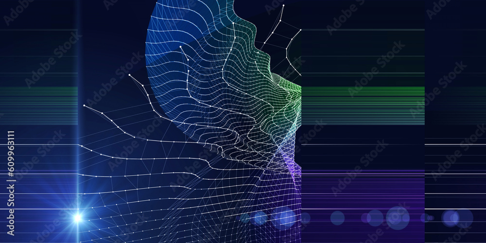 Abstract background radial twisting grid with blurred lines and spot ...