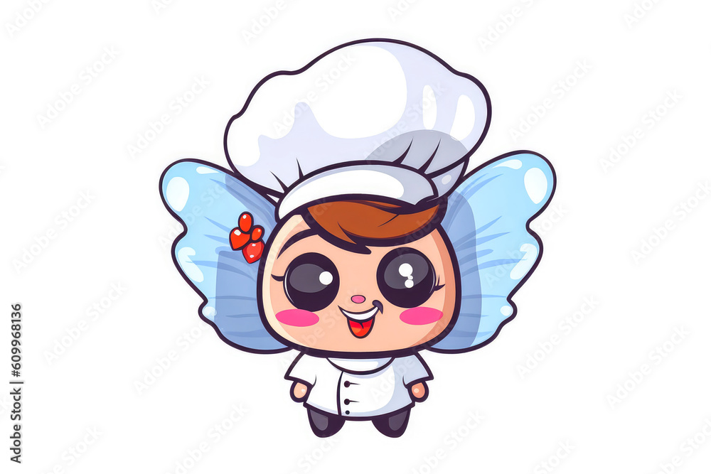 Cute chef mascot in chef's hat, displayed on a white background ...