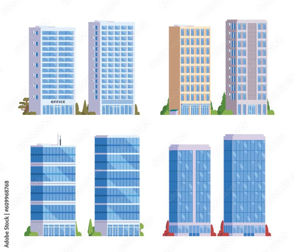 Vector element office buildings collection. High rise. Flat design ...