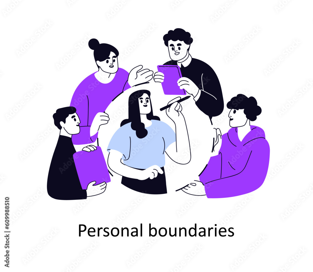 Personal boundaries, psychology concept. Setting barriers, protecting ...