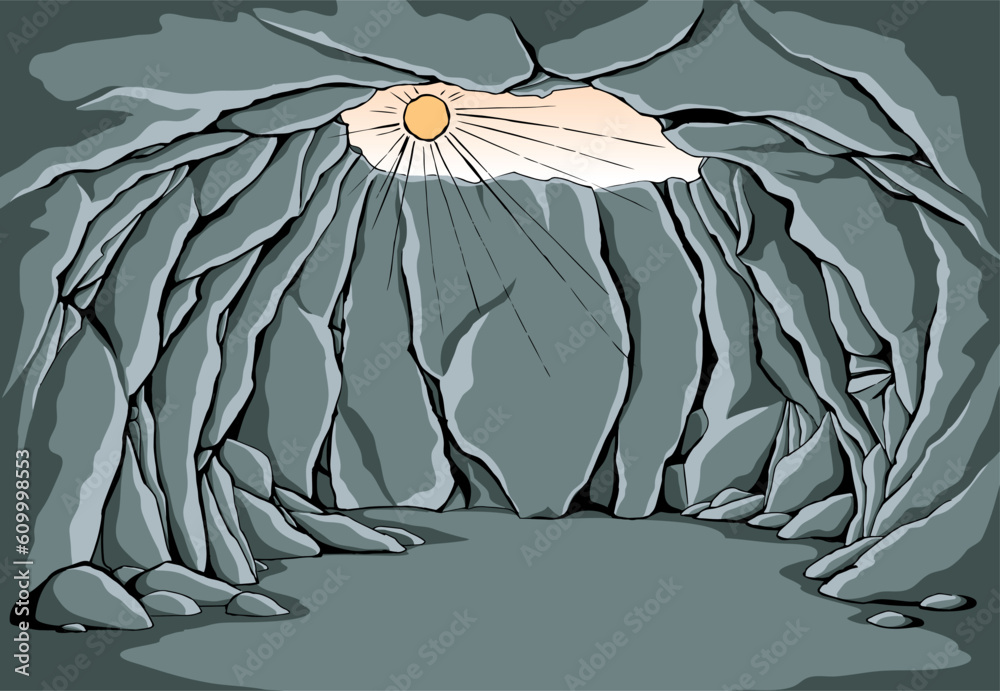 Vector drawing. Underground pit cave Stock Vector | Adobe Stock