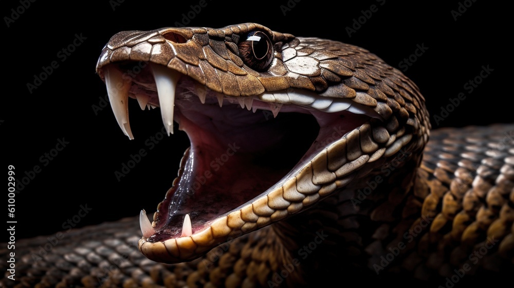 a close up of a snake with its mouth wide open. generative ai Stock ...