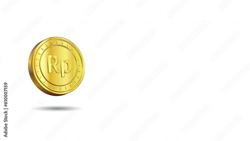 Video Animation Template of Gold 3D Coin with Rupiah Currency Symbol ...