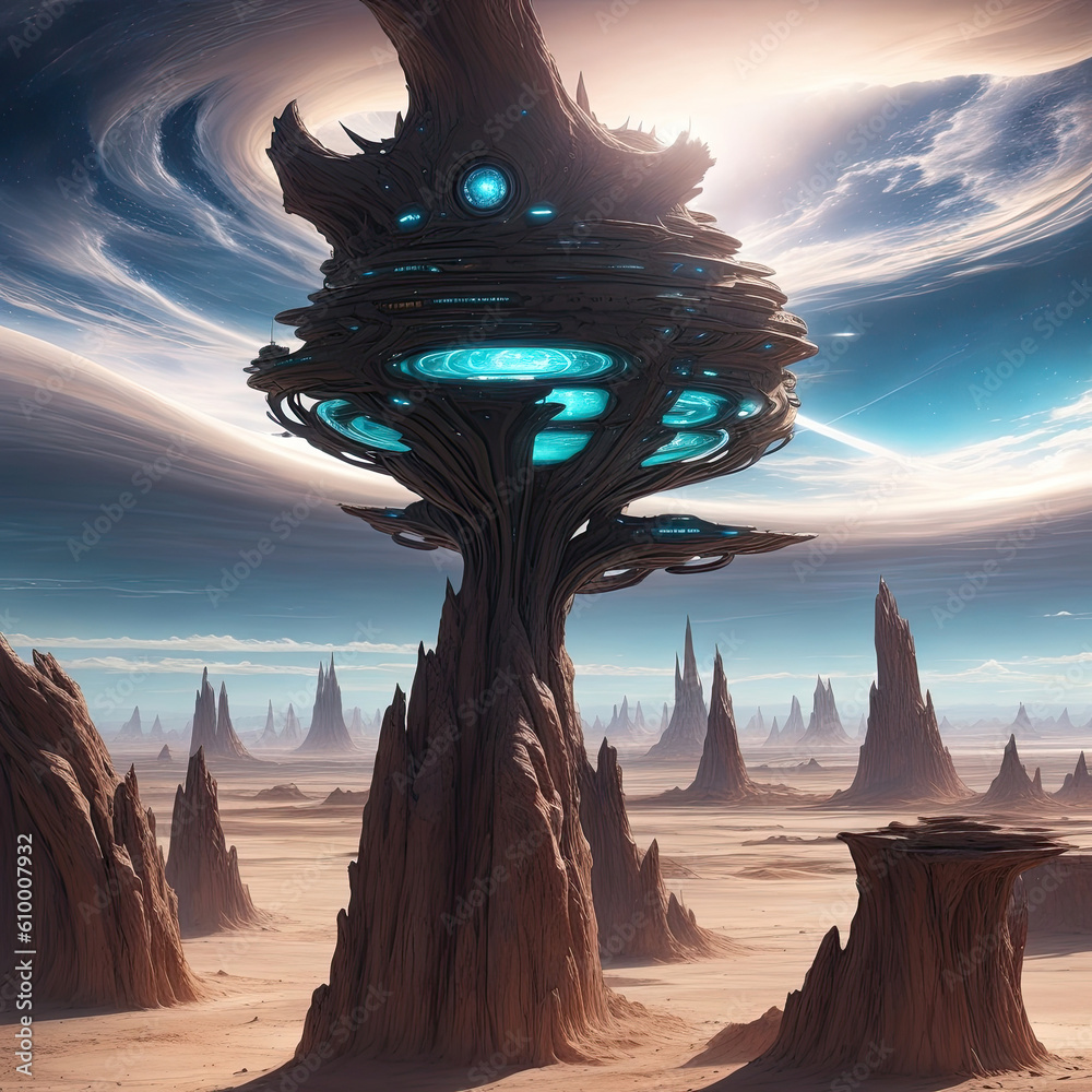 Generative Ai, AI Generated art, sci-fi futuristic planet landscape ...