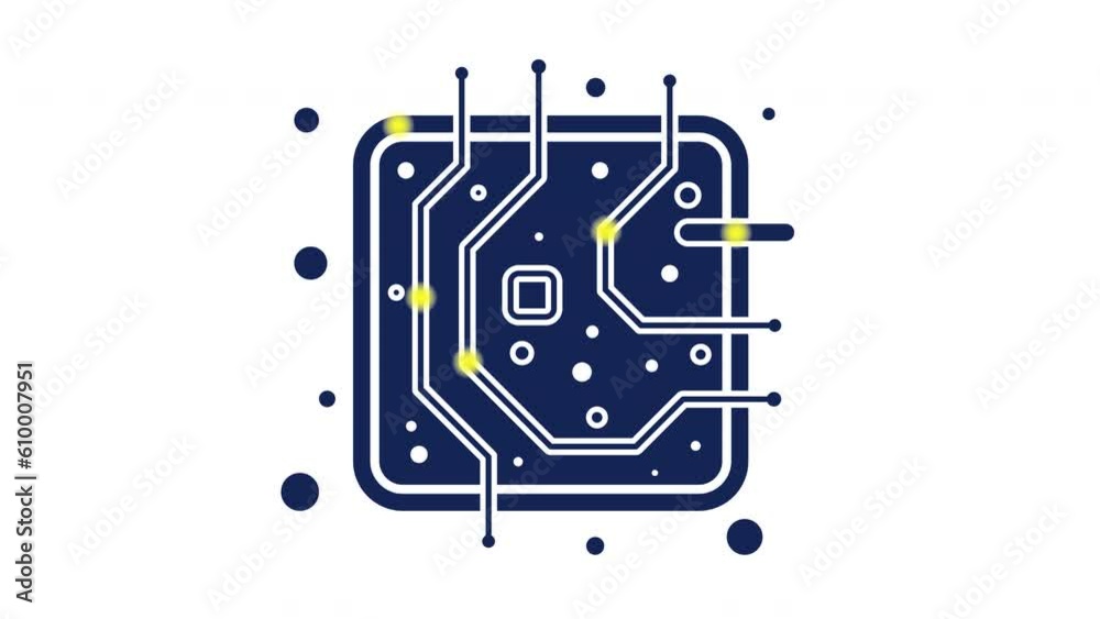 Animated circuit board icon. Circuit animation. Design social media and ...