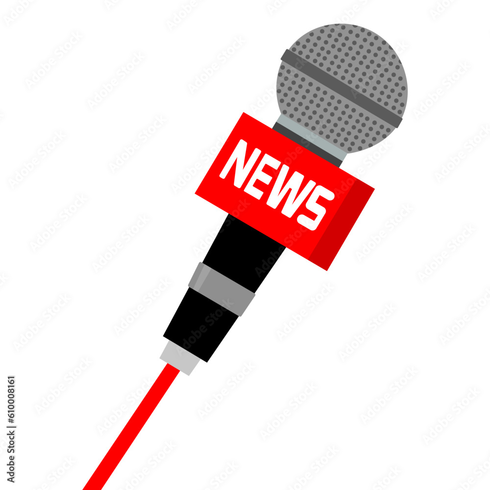 Microphone, broadcasting, news maker. Vector illustration Realistic TV ...
