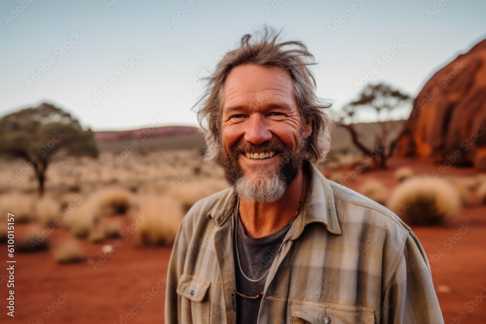 Handsome middle aged man in the desert of Northern Territory, Australia ...