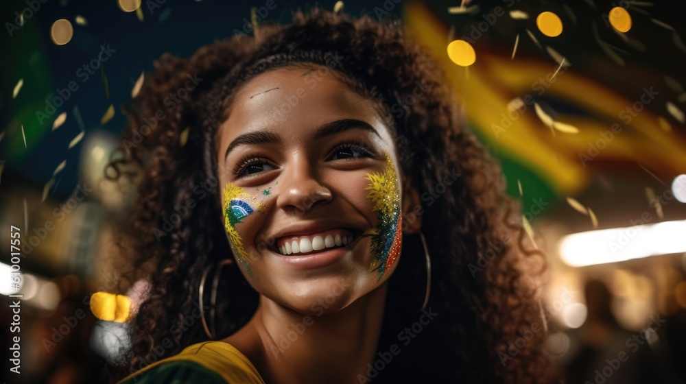 portrait of a brazilian ethnic diverse people celebrating ...