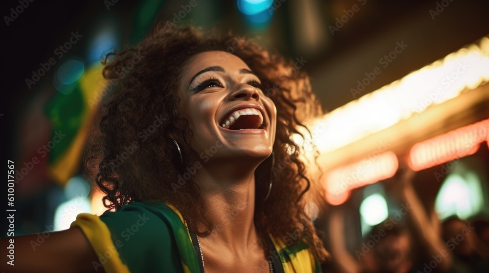 portrait of a brazilian ethnic diverse people celebrating ...